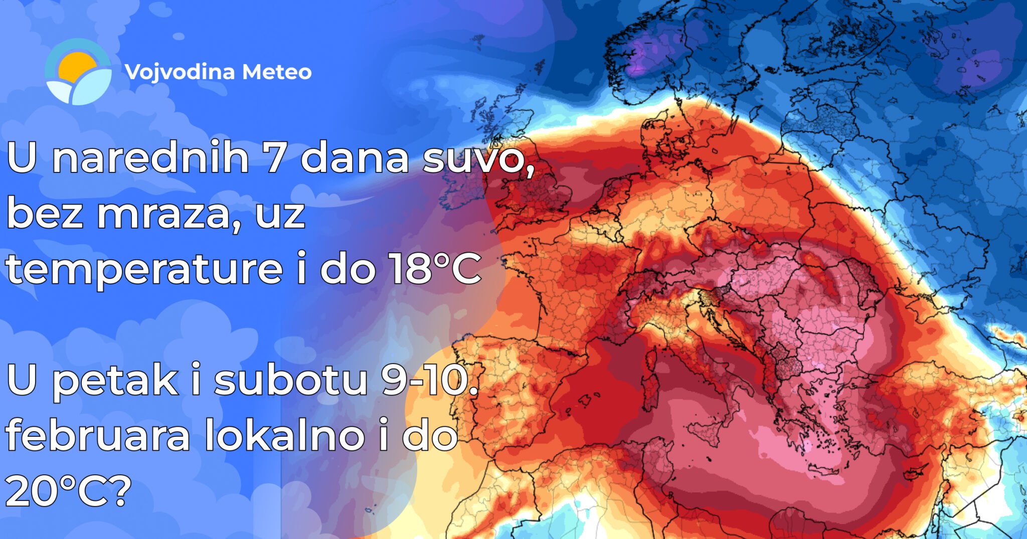 U narednih 7 dana suvo, bez mraza, uz temperature i do 18°C ...