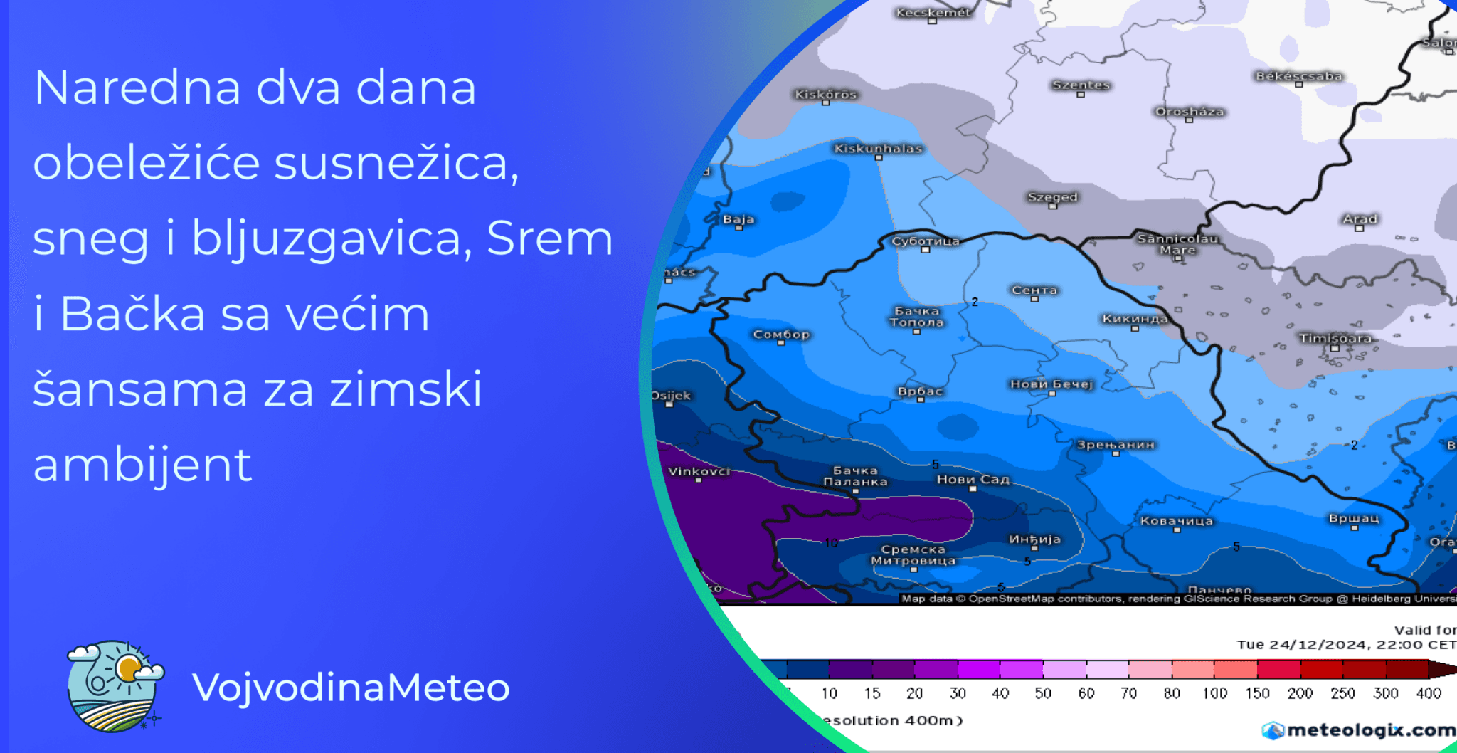 Naredna dva dana obeležiće susnežica, sneg i bljuzgavica, Srem i Bačka sa većim šansama za ...